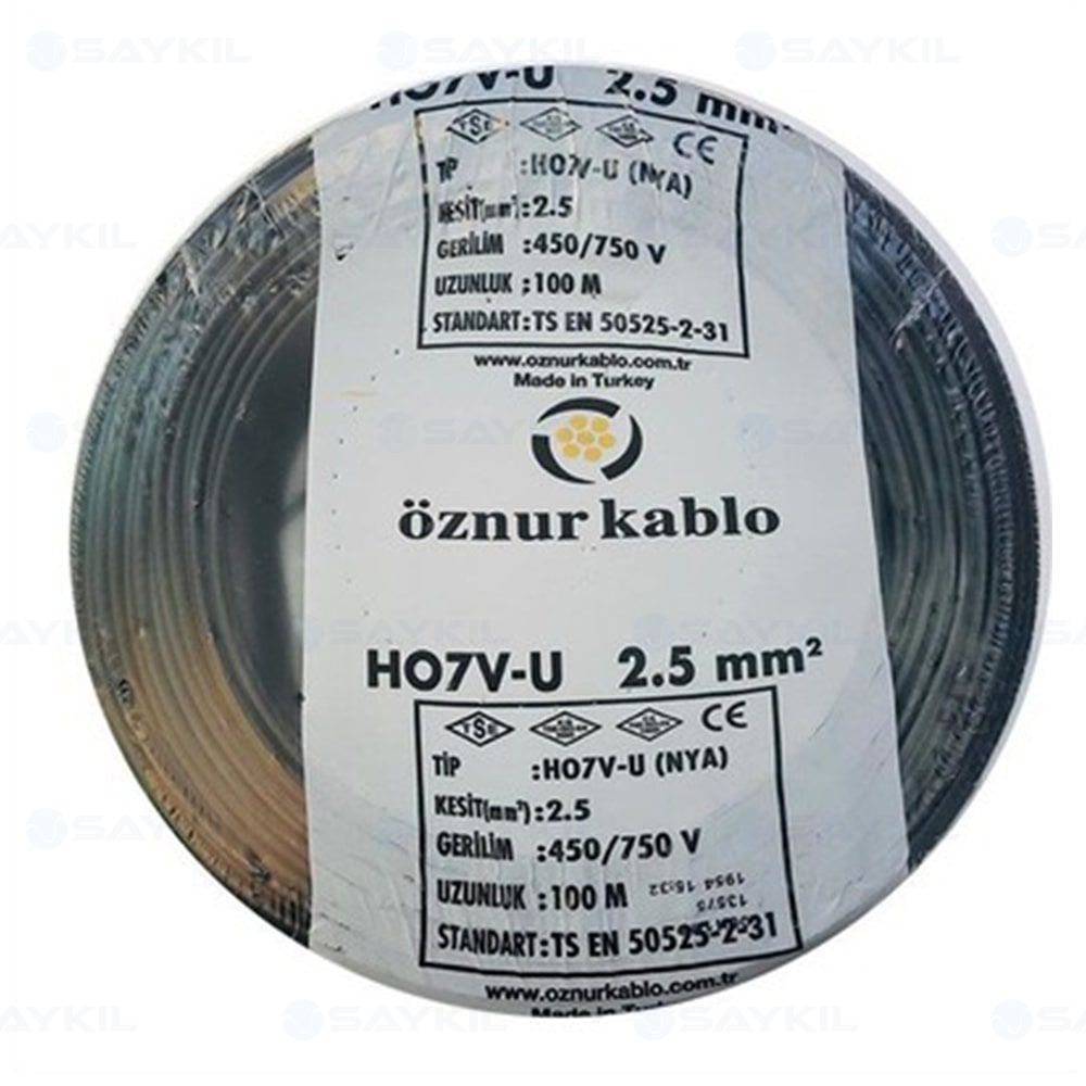 Öznur 2,5 NYA Kablo - Siyah 100 Metre - saykil.com