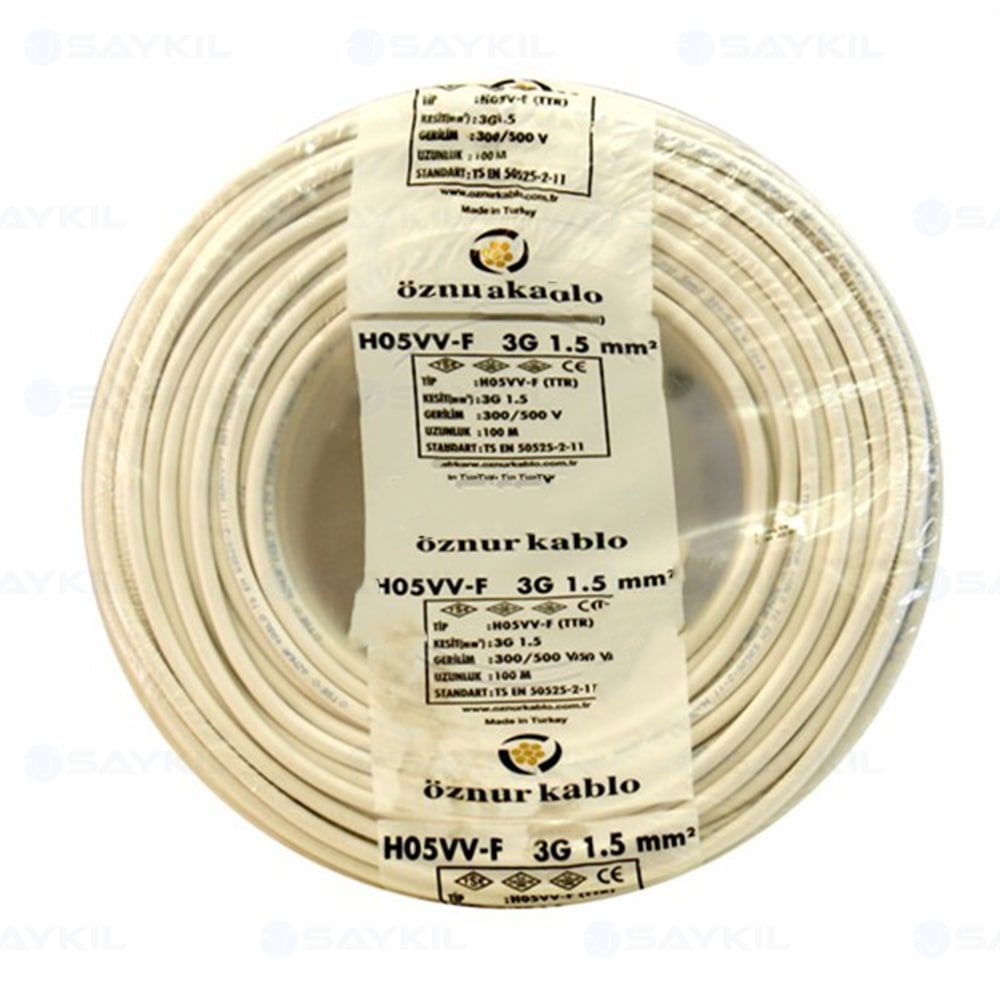 Öznur 3x1,5 TTR Kablo - Beyaz 100 Metre - saykil.com