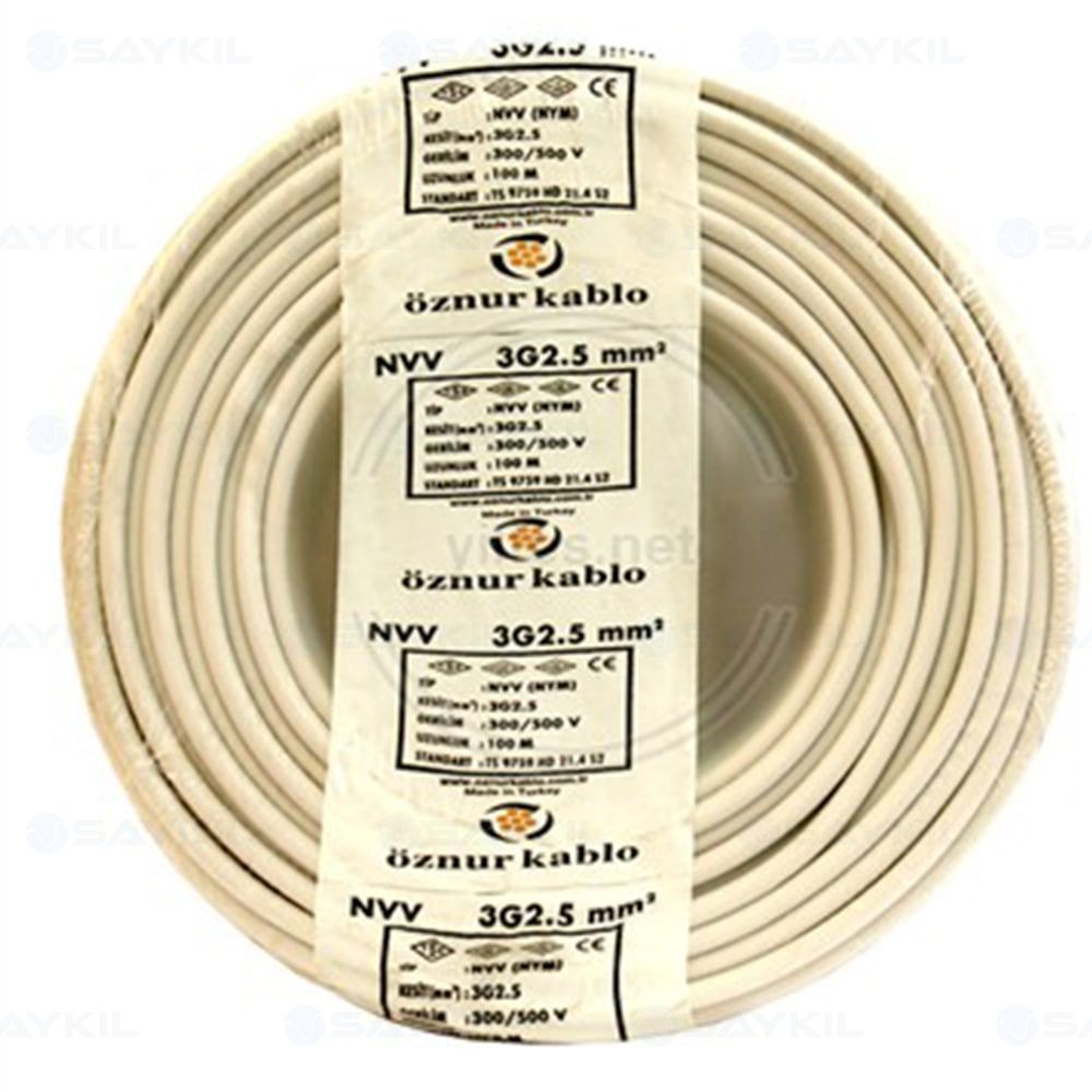 Öznur 3x2,5 NYM (Antigron) Kablo - 100 Metre - saykil.com
