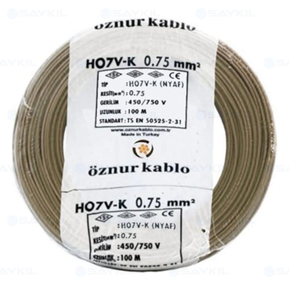 Öznur 0,75 NYAF Kablo - Kahverengi 100 Metre - saykil.com