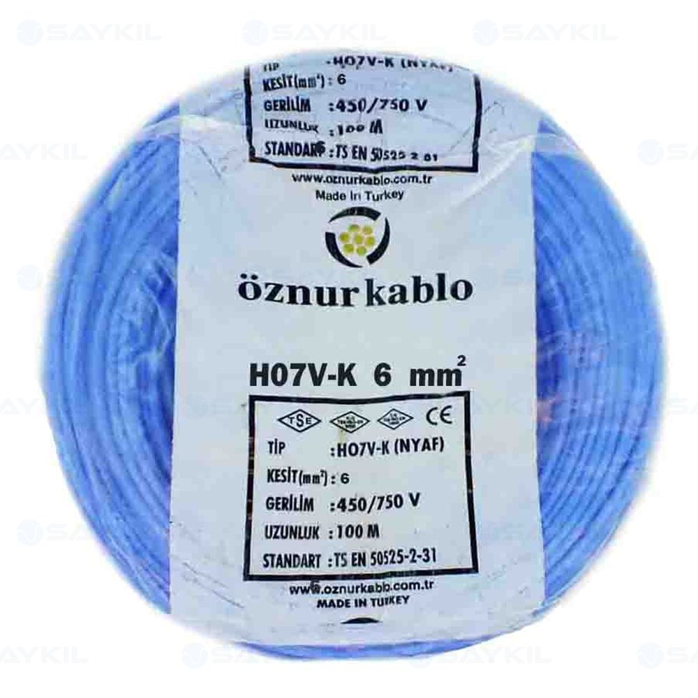 Öznur 6 NYAF Kablo - Mavi 100 Metre - saykil.com