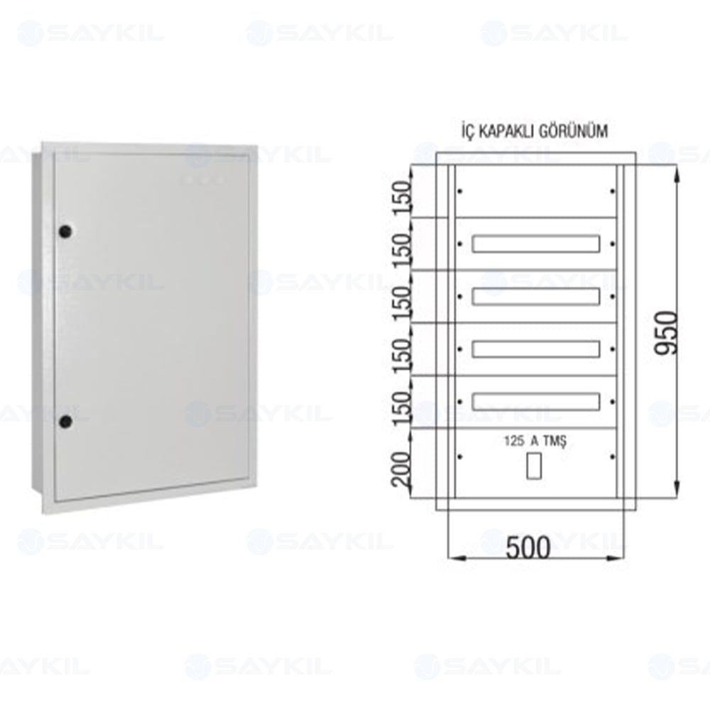 Çetinkaya 80Li Sigorta, Pako Sıva Üstü Dağıtım Panosu ÇP 805 - saykil.com